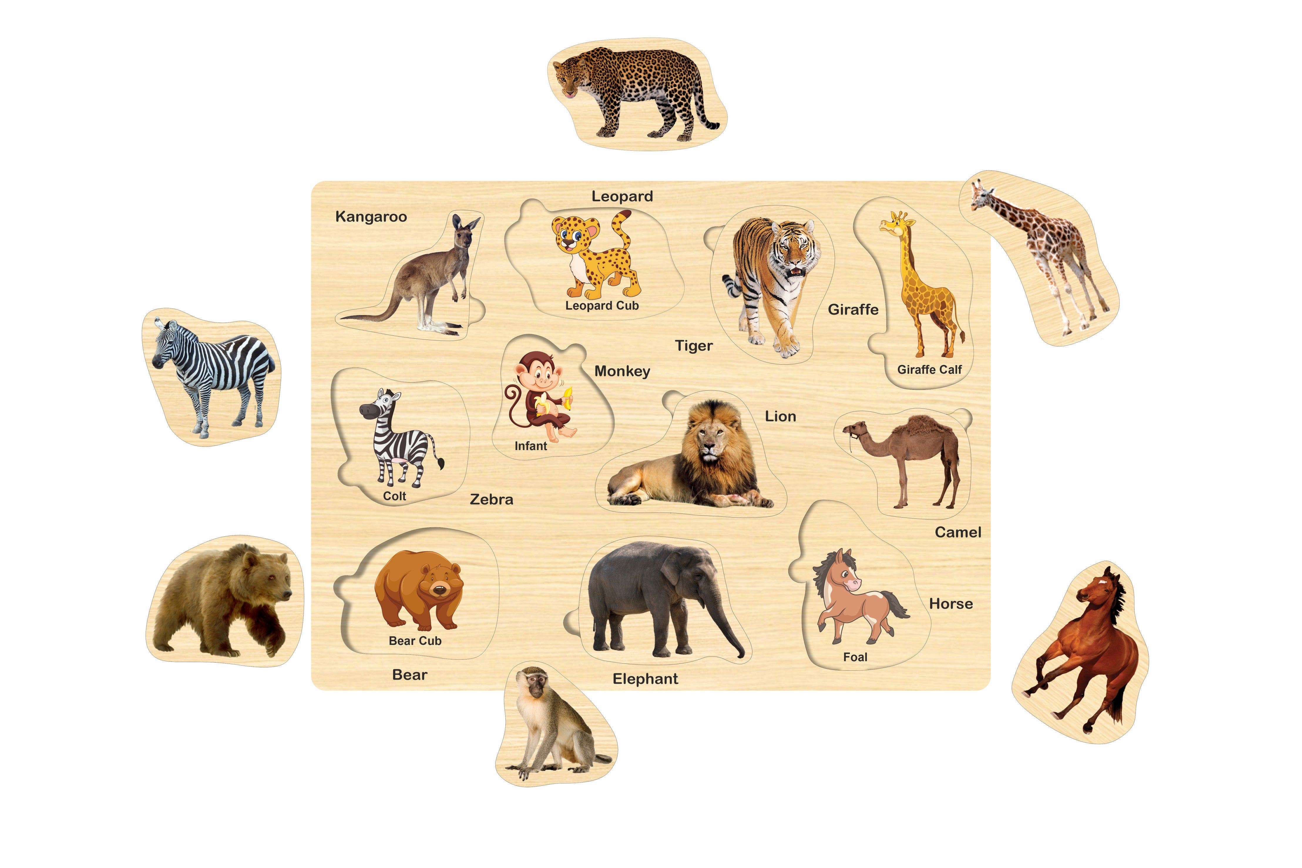 Wooden Animal Shape Matching Puzzle Games with Board Games – Craftick ...